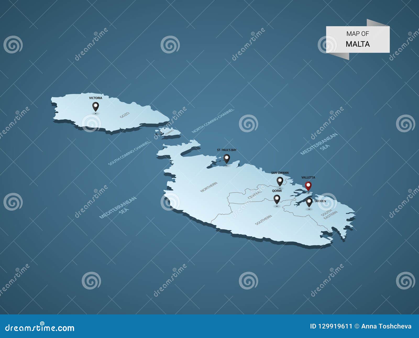 Infographic For Malta, Detailed Map Of Malta With Flag Cartoon Vector ...