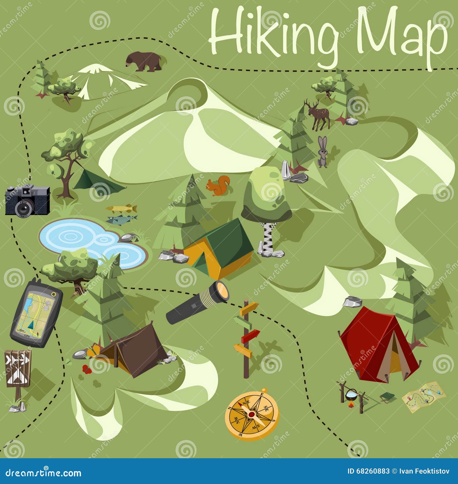 Isometric 3d map stock vector. Illustration of outdoor - 68260883