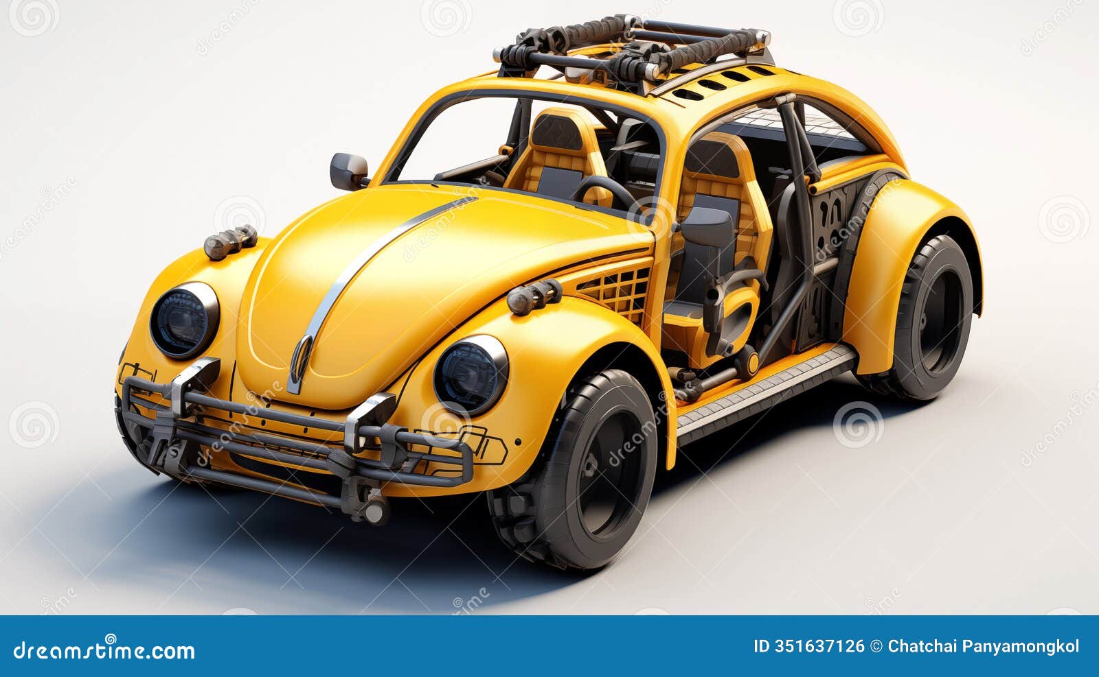 Isometric 3D Model of a Yellow Beetle Bug Car Designed for Off-road ...