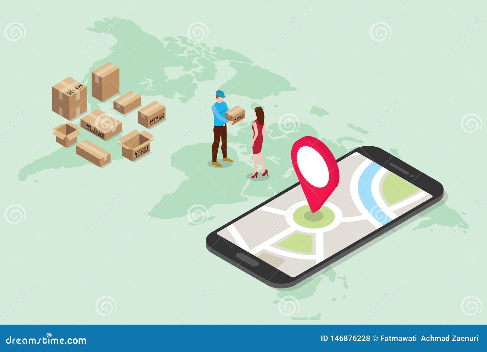 Isometric 3d Online Delivery Service Concept With People Deliver Order ... Isometric 3d Online Delivery Service Concept With People Deliver Order ...