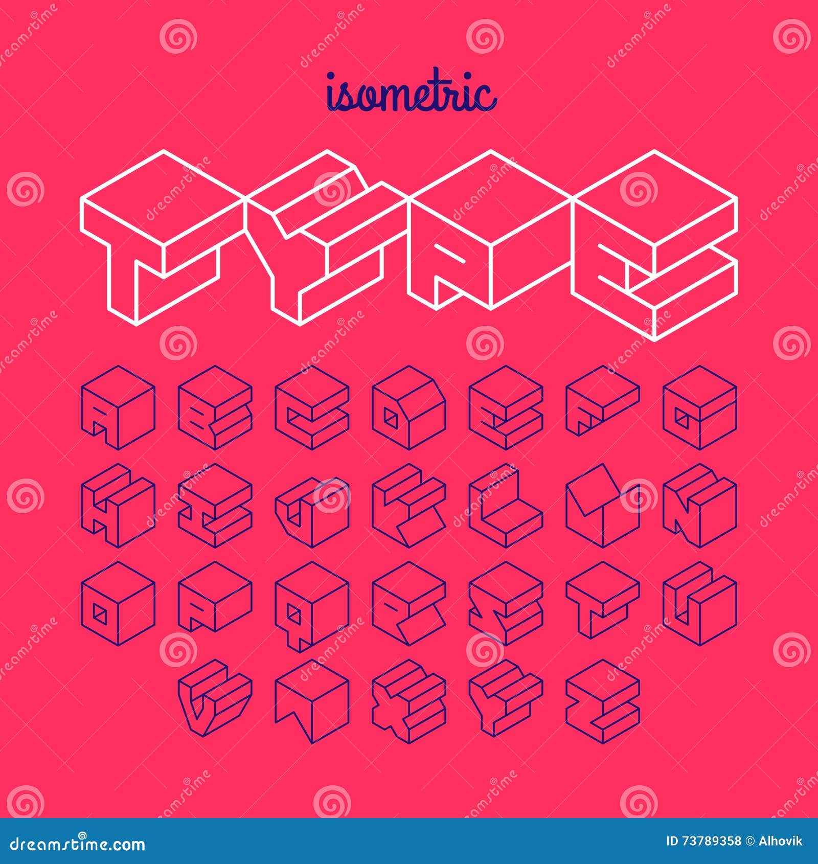 Isometric 3d outline font stock vector. Illustration of alphabetical ...