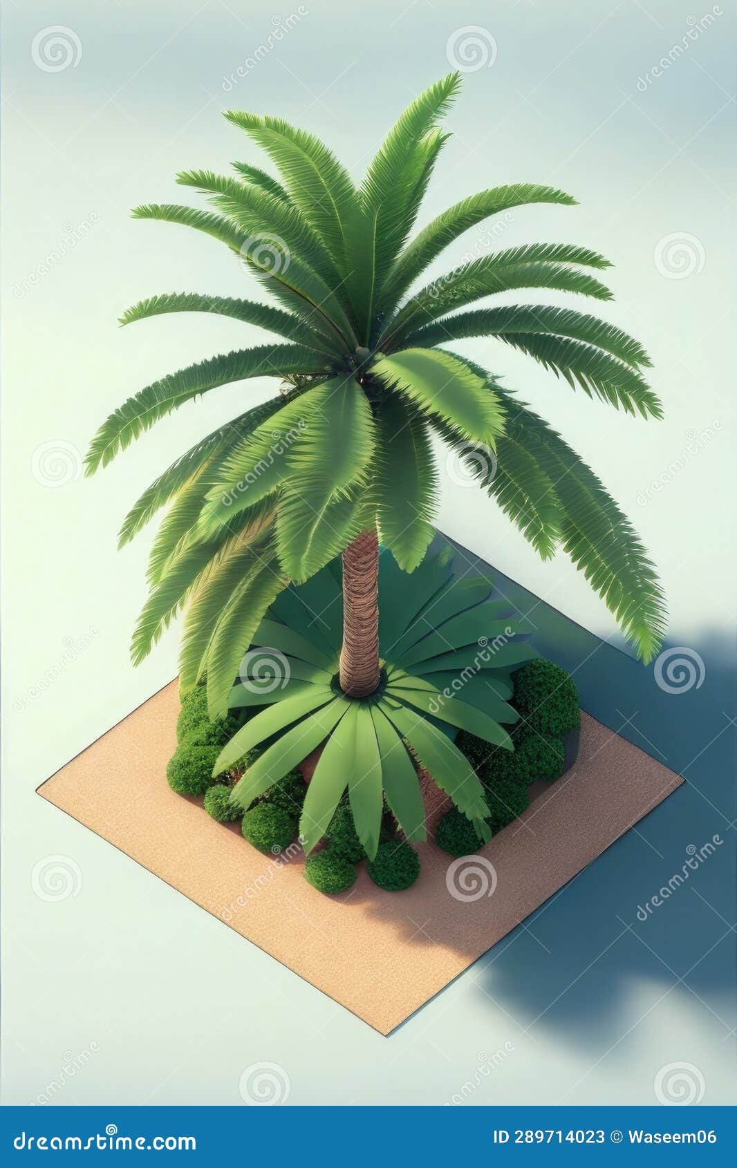 Isometric 3d Palm Tree with Leaf and Shadow Plant Stock Illustration ...