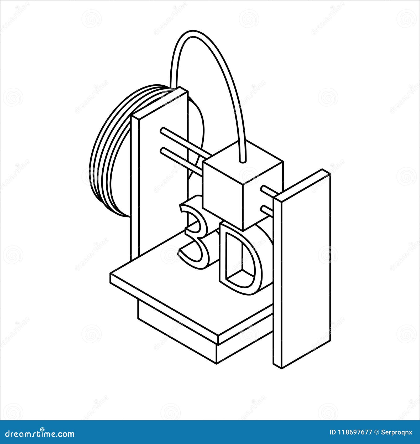 Isometric 3D Printer. Outline Icon. Vector Illustration. Stock Vector ...