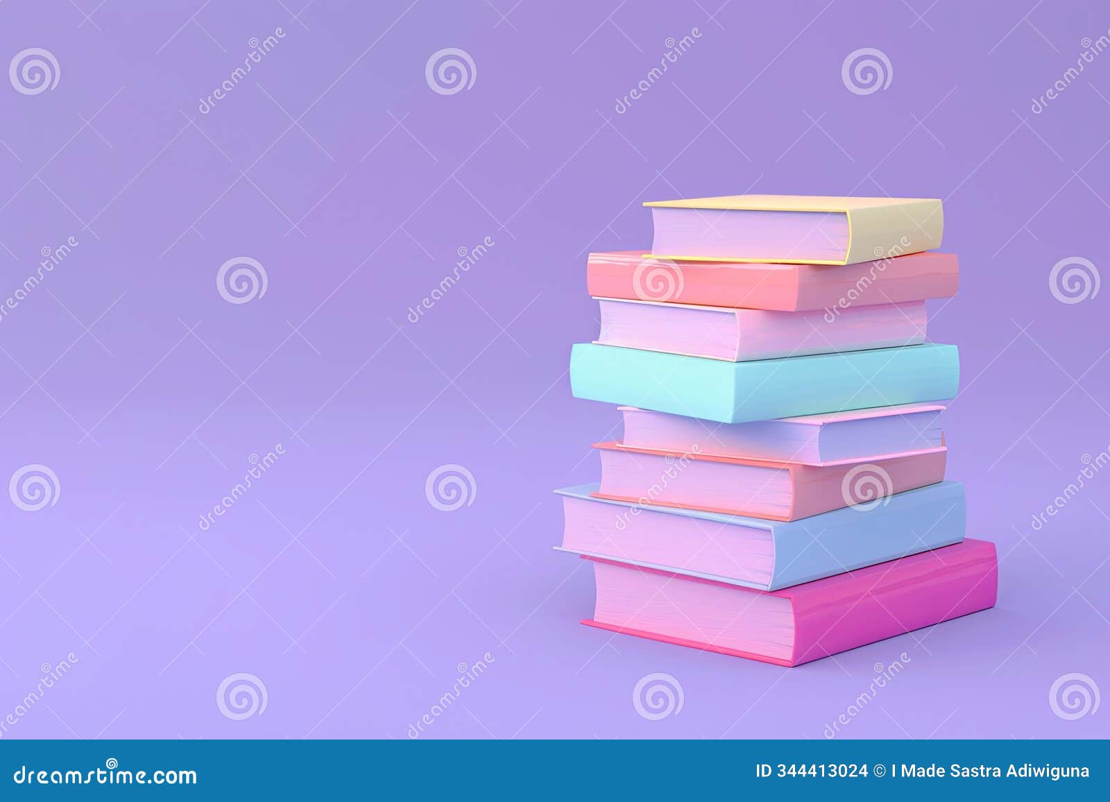 Isometric 3D Render of Book Stack on Purple Background, Embodying a ...