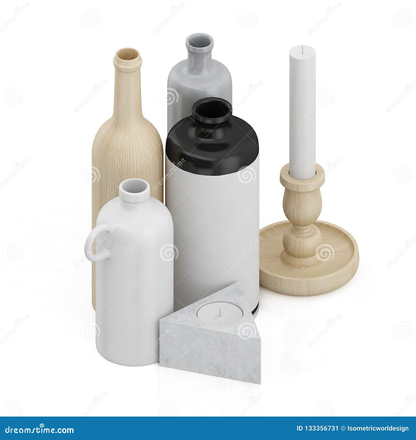 Isometric Interior Decoration 3D Rendering Stock Illustration ...