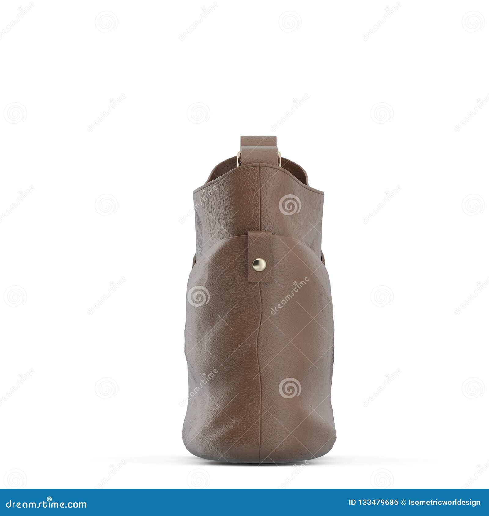 Isometric bag 3D rendering stock illustration. Illustration of brown ...