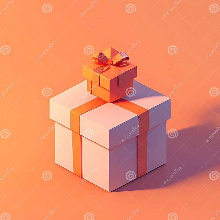 Isometric 3d Render of a Wrapped Gift Box Stock Illustration ...