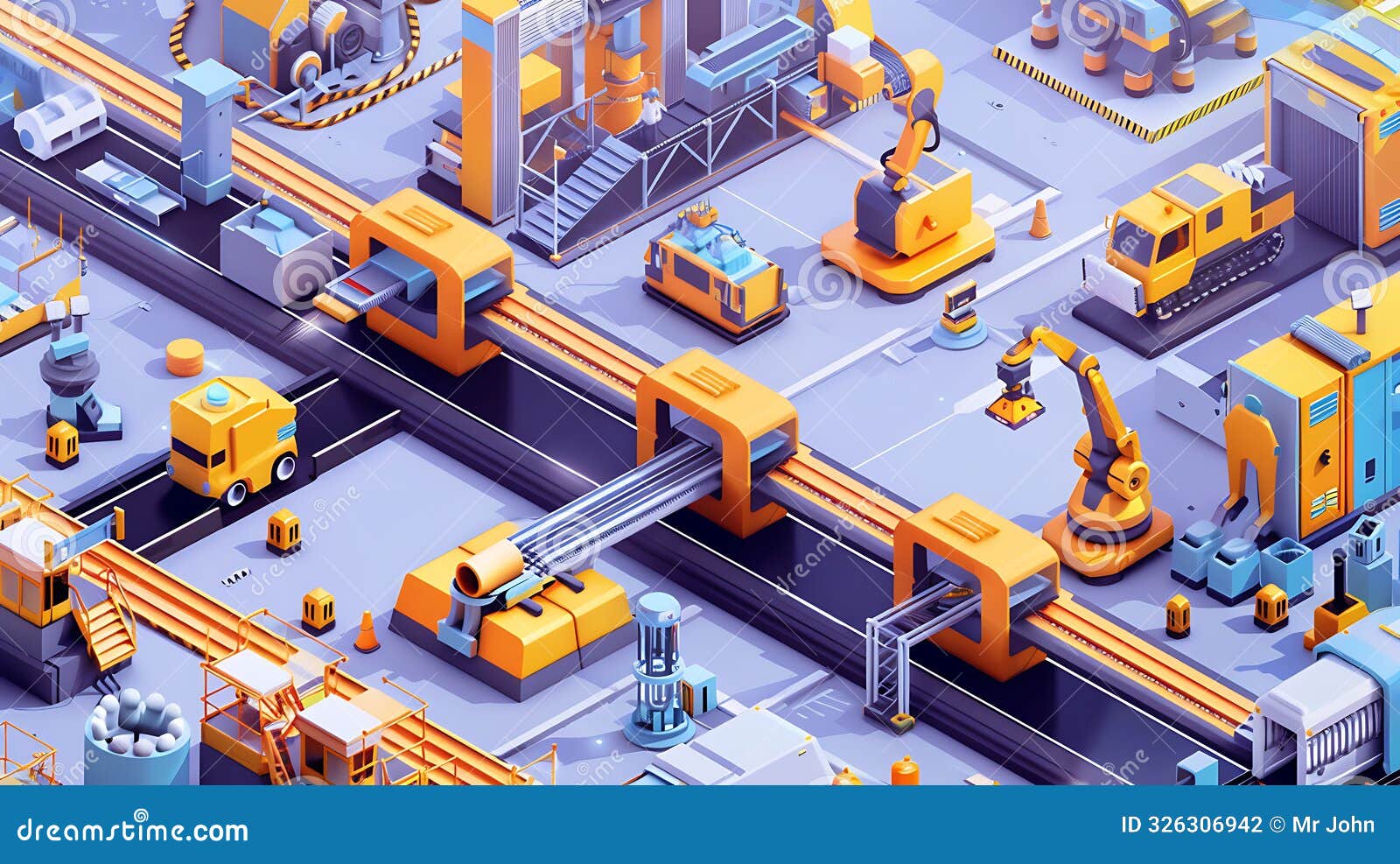 Isometric 3D Rendering of AI-driven Assembly Line in Art Stock ...