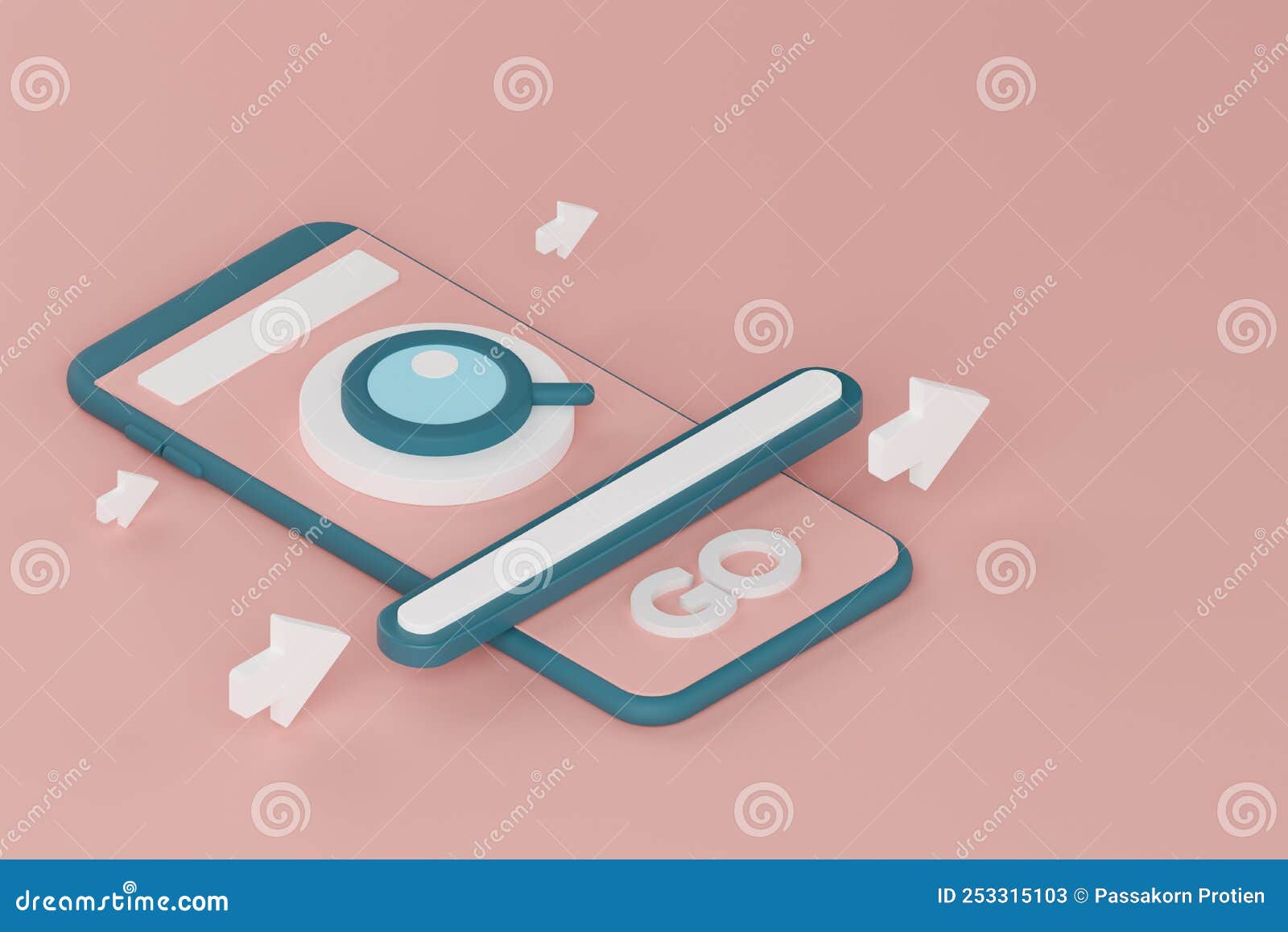 Concept Web Browsing Application 3d Render. Stock Illustration ...
