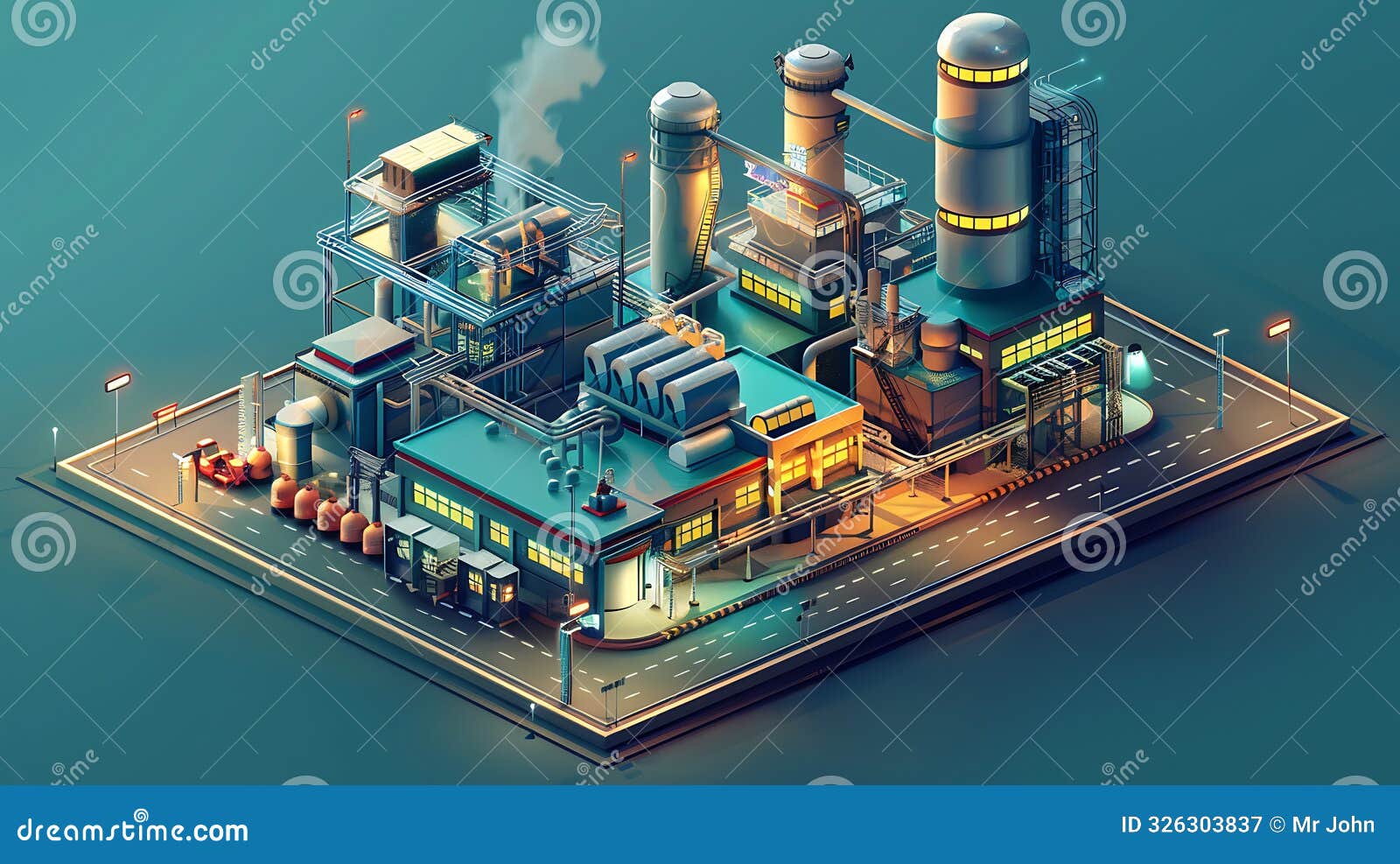 Isometric 3D Rendering of a Futuristic Factory in Art Stock ...