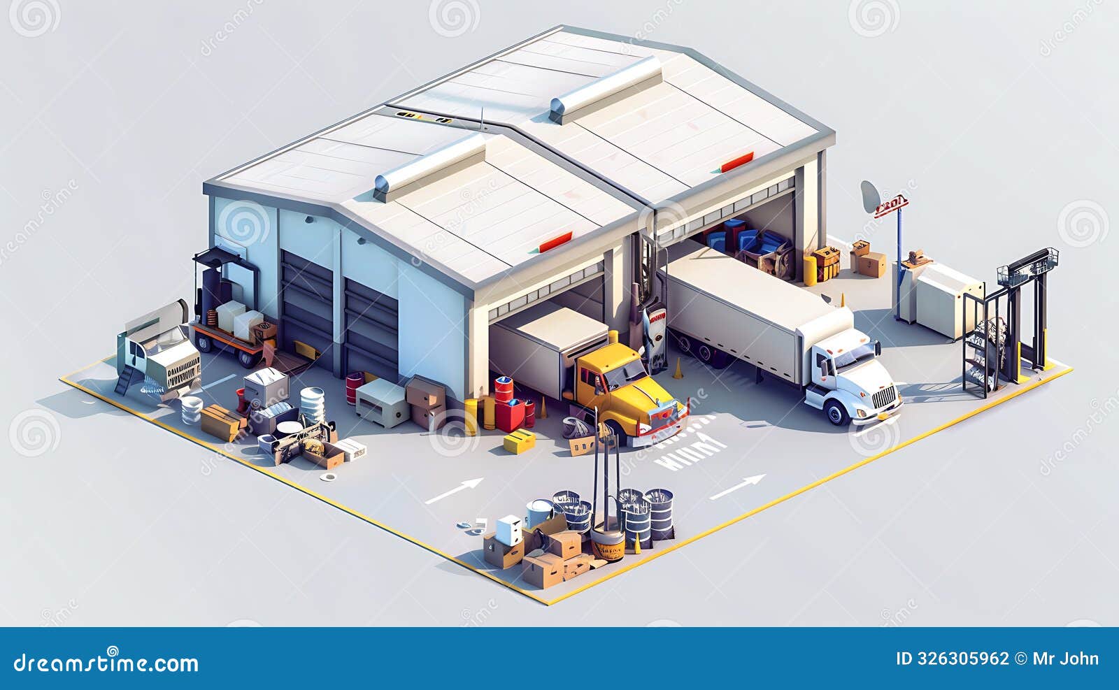 Isometric 3D Rendering of a Smart Warehouse in Art Stock Illustration ...