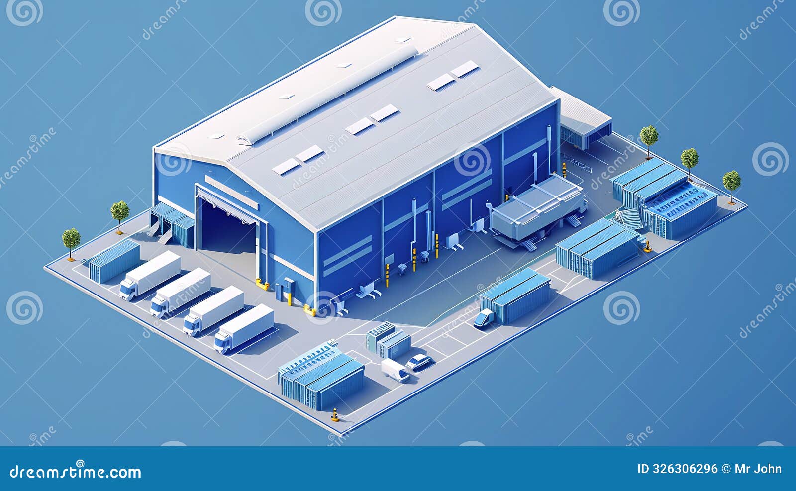 Isometric 3D Rendering of a Smart Warehouse in Art Stock Illustration ...