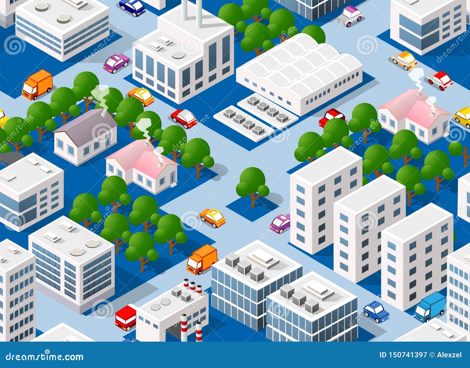 Isometric 3d Seamless Pattern Stock Vector - Illustration of downtown ...