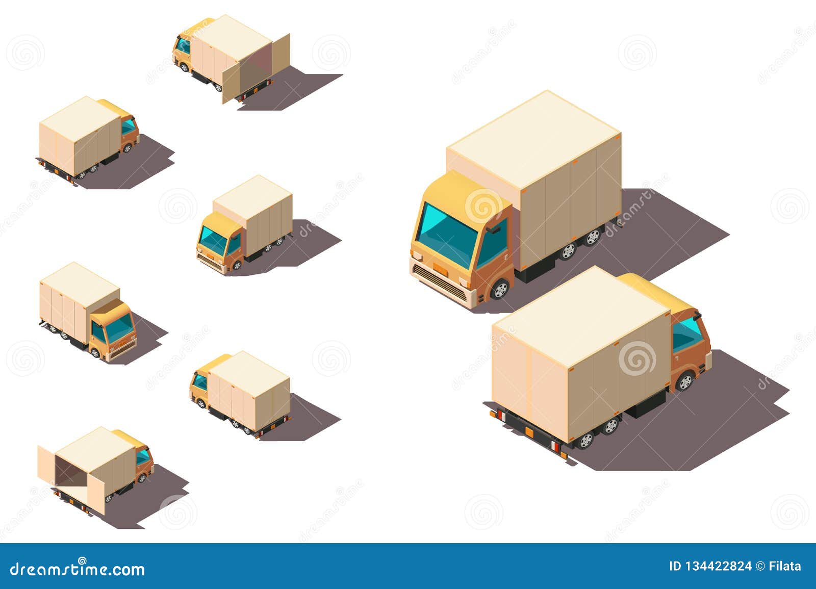 Isometric 3d Set Small Shipment Truck for Delivery Moving. Stock Vector ... Isometric 3d Set Small Shipment Truck for Delivery Moving. Stock Vector ...