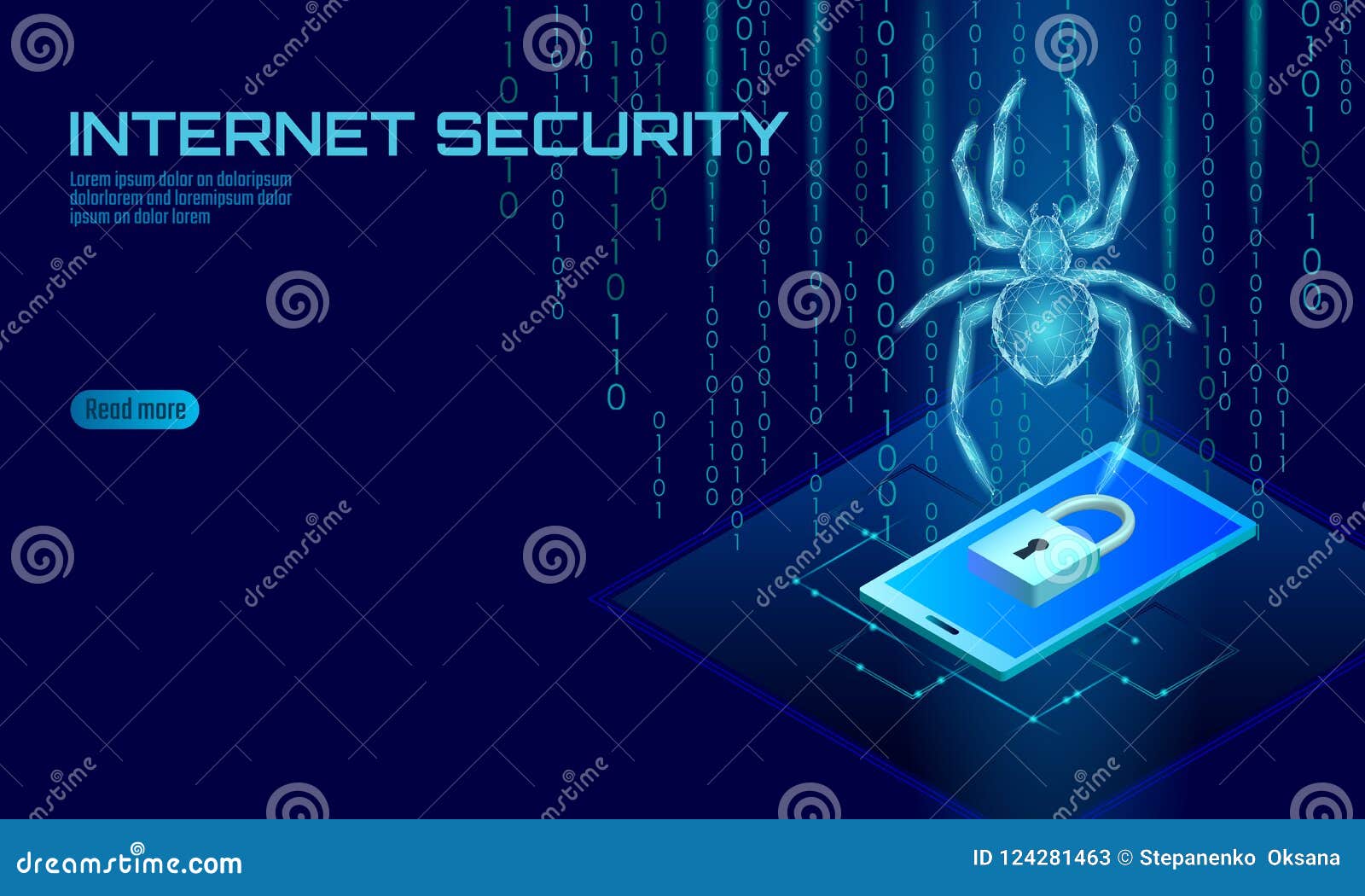 Isometric 3D Spider Hacker Attack Danger. Web Security Virus Data ...