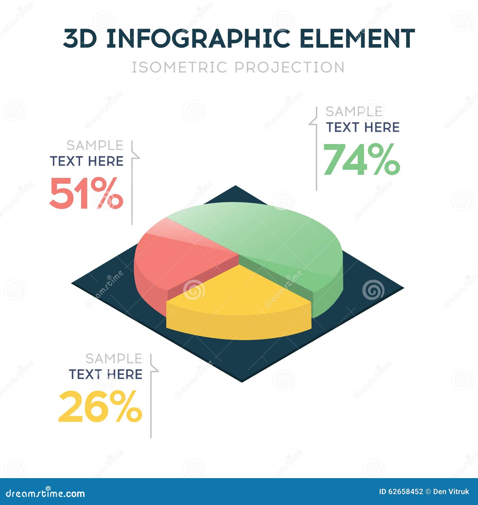 Isometric 3D Vector Chart, Pie Diagram Stock Vector - Illustration of ...
