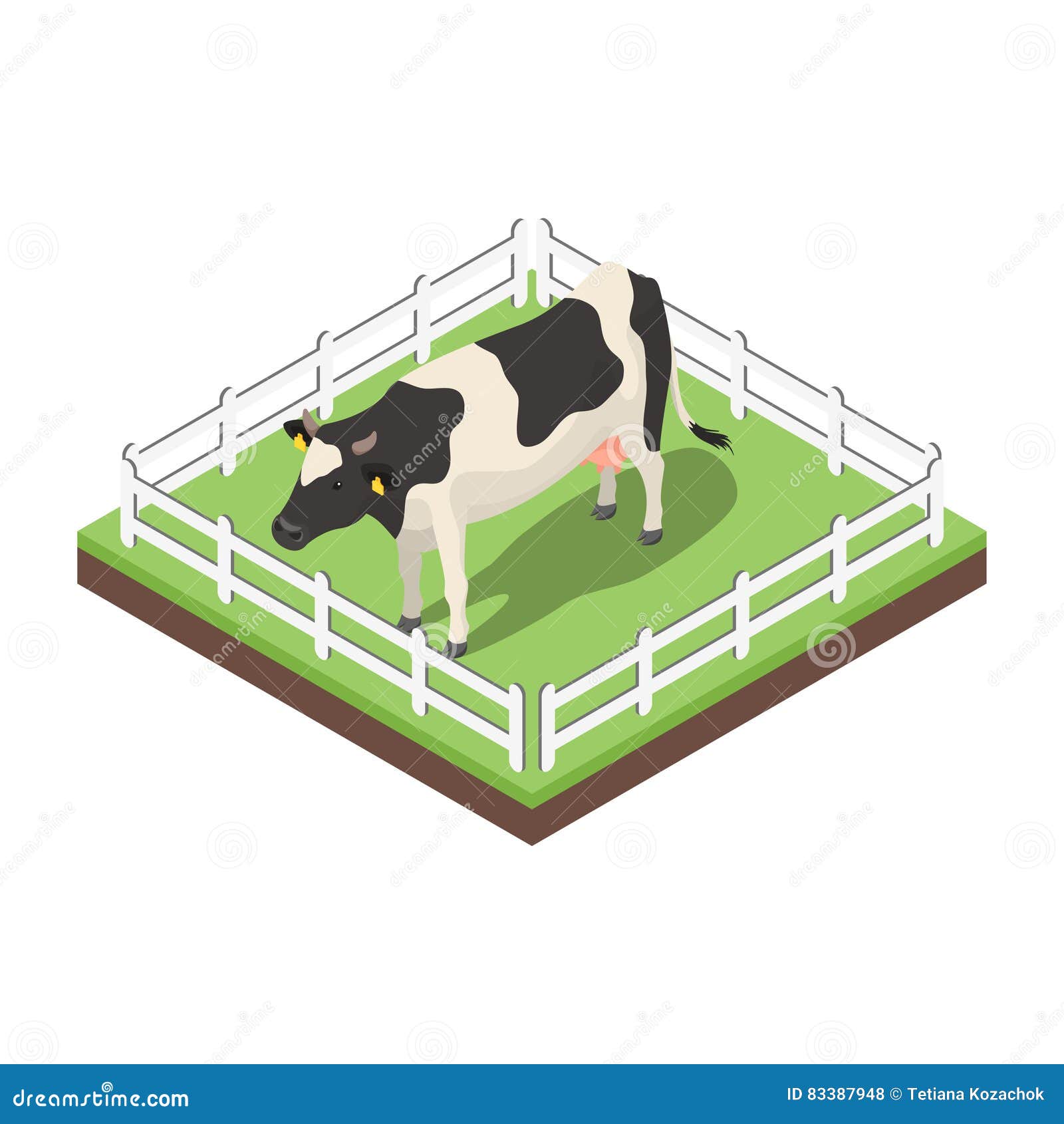 Isometric 3d Vector Illustration of Cow. Stock Vector - Illustration of ...