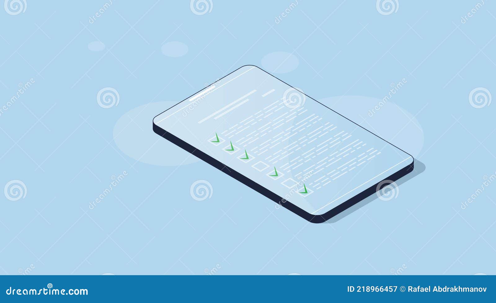 Questionnaire Checklist Form With Text And Green Answer Marks. Vector ...