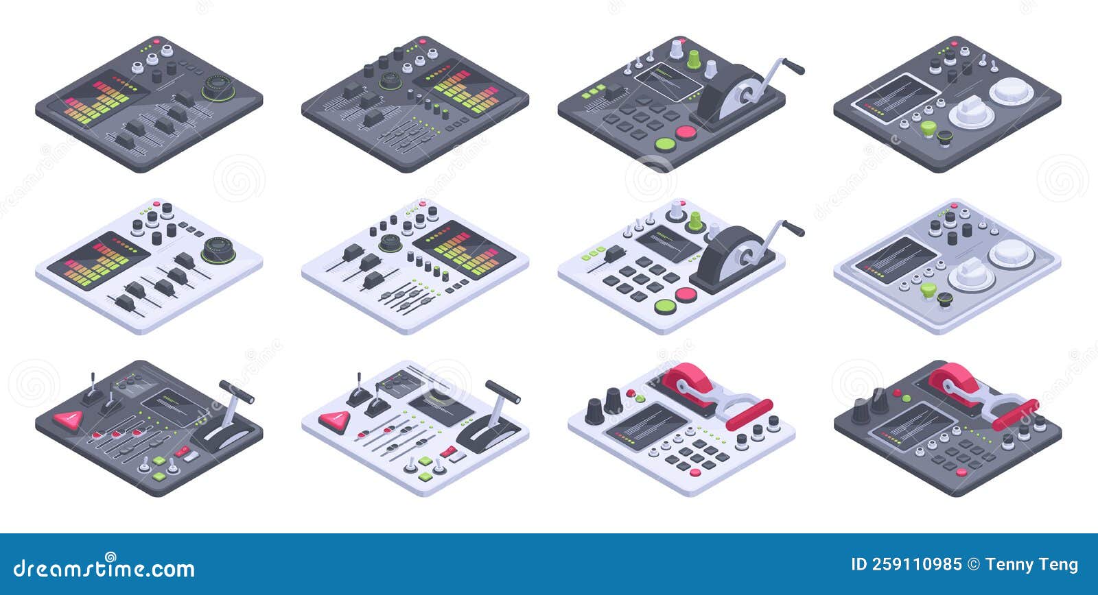 Isometric Dashboards, 3d Spaceship Control Panels. Aircraft Panel with ...