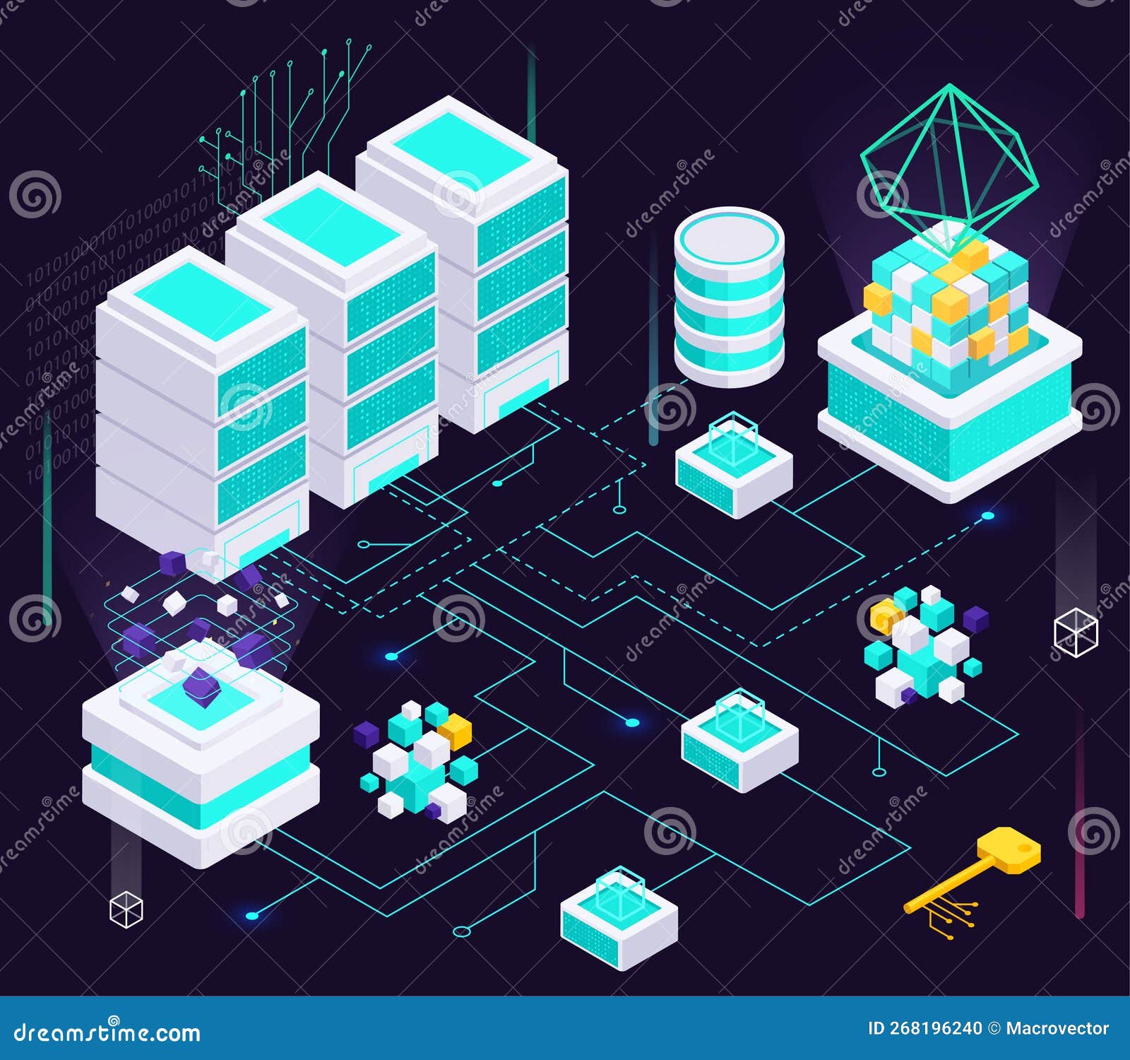 Isometric Data Blocks Flowchart Stock Vector - Illustration of ...