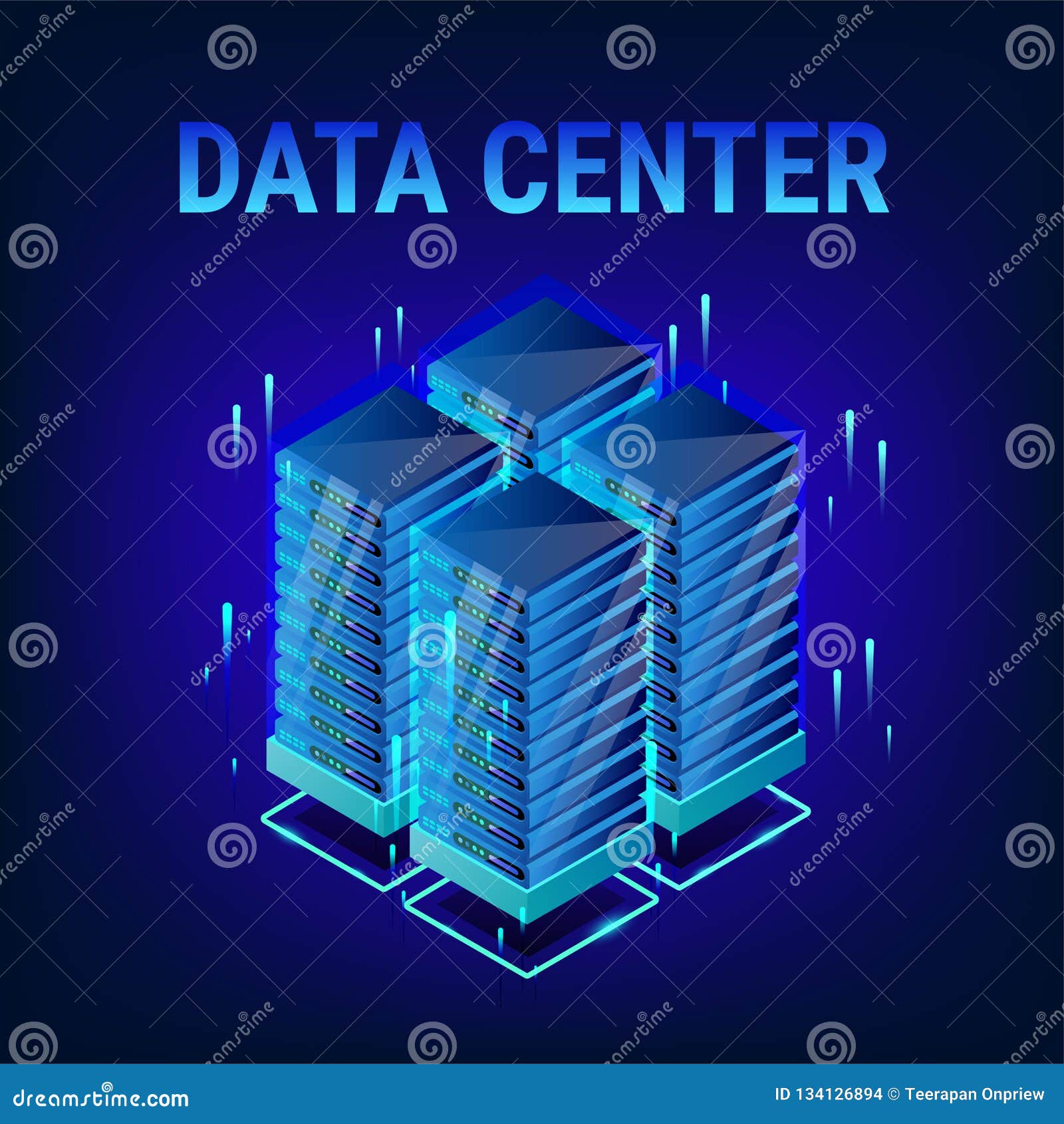 Isometric Data Center Background Stock Vector - Illustration of hosting ...