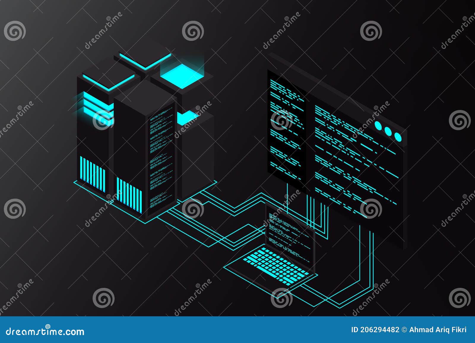 Isometric Data Center. 3d Isometric Concept Big Data Center with Server ...