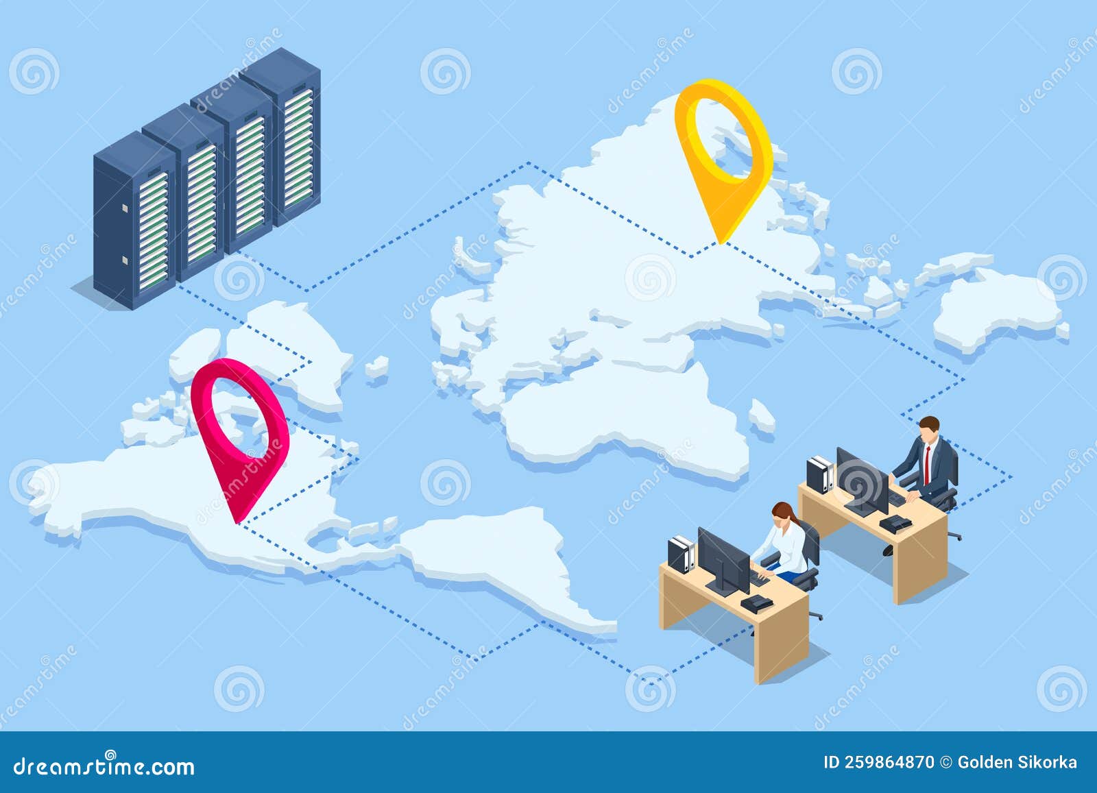 Isometric Data Center Equipment . Modern Telecommunications, Artificial ...