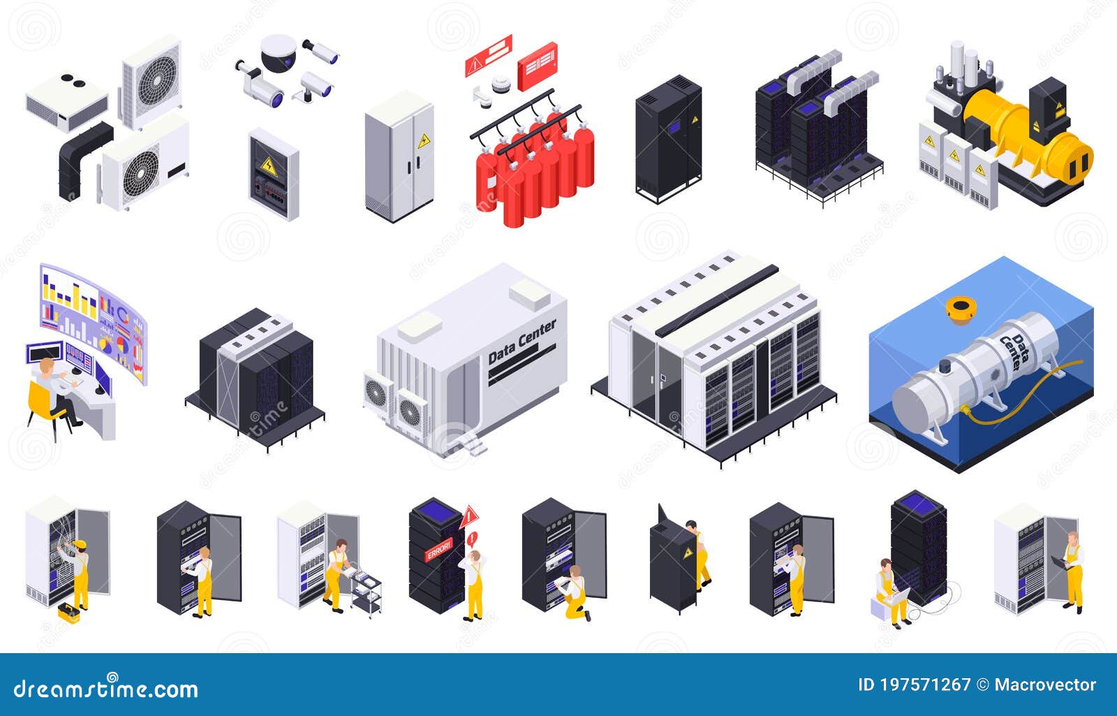 Isometric Data Center Set stock vector. Illustration of isometric ...