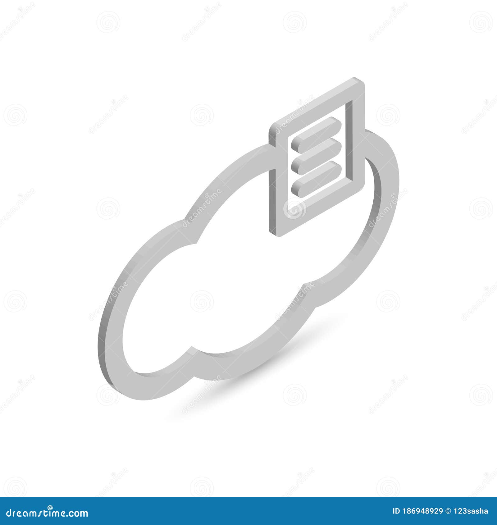 Isometric Data Cloud Icon with the Shadow Stock Vector - Illustration ...