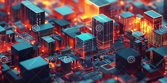 Isometric Data Visualization Illustration Featuring Modern Urban ...