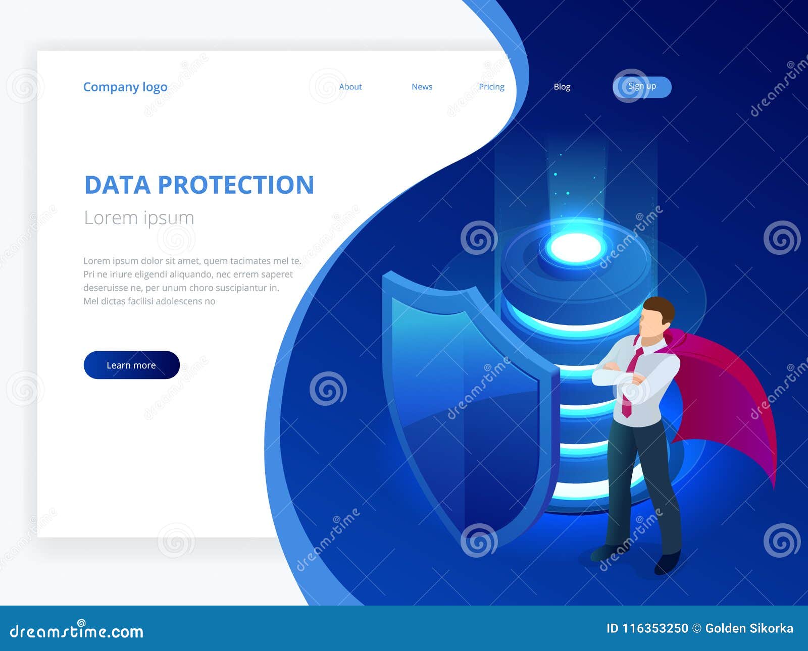 Isometric Database Protection Concept Server Room Rack Database Security Shield Server Unit