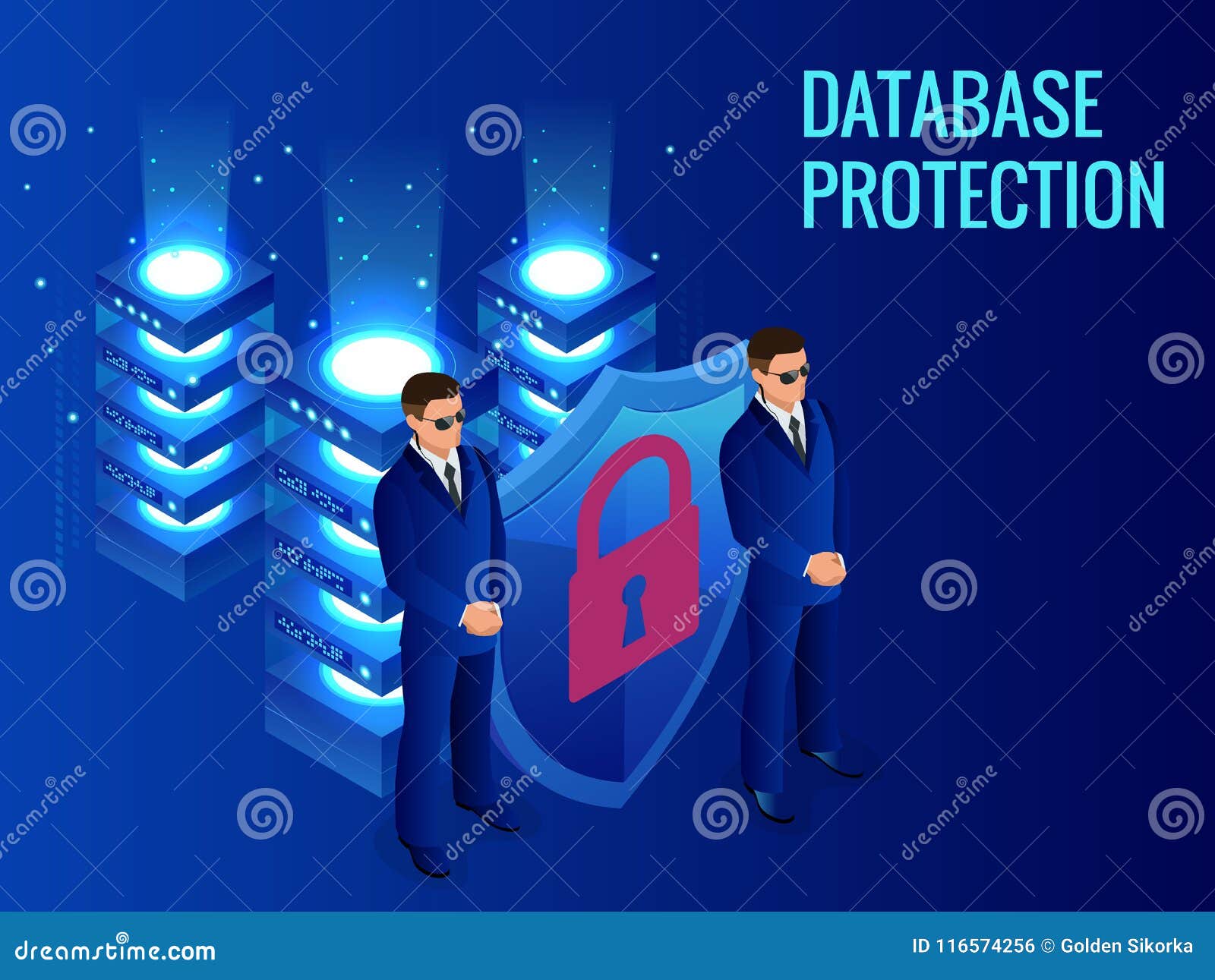 Isometric Database Protection Concept. Server Room Rack, Database ... Isometric Database Protection Concept. Server Room Rack, Database ...
