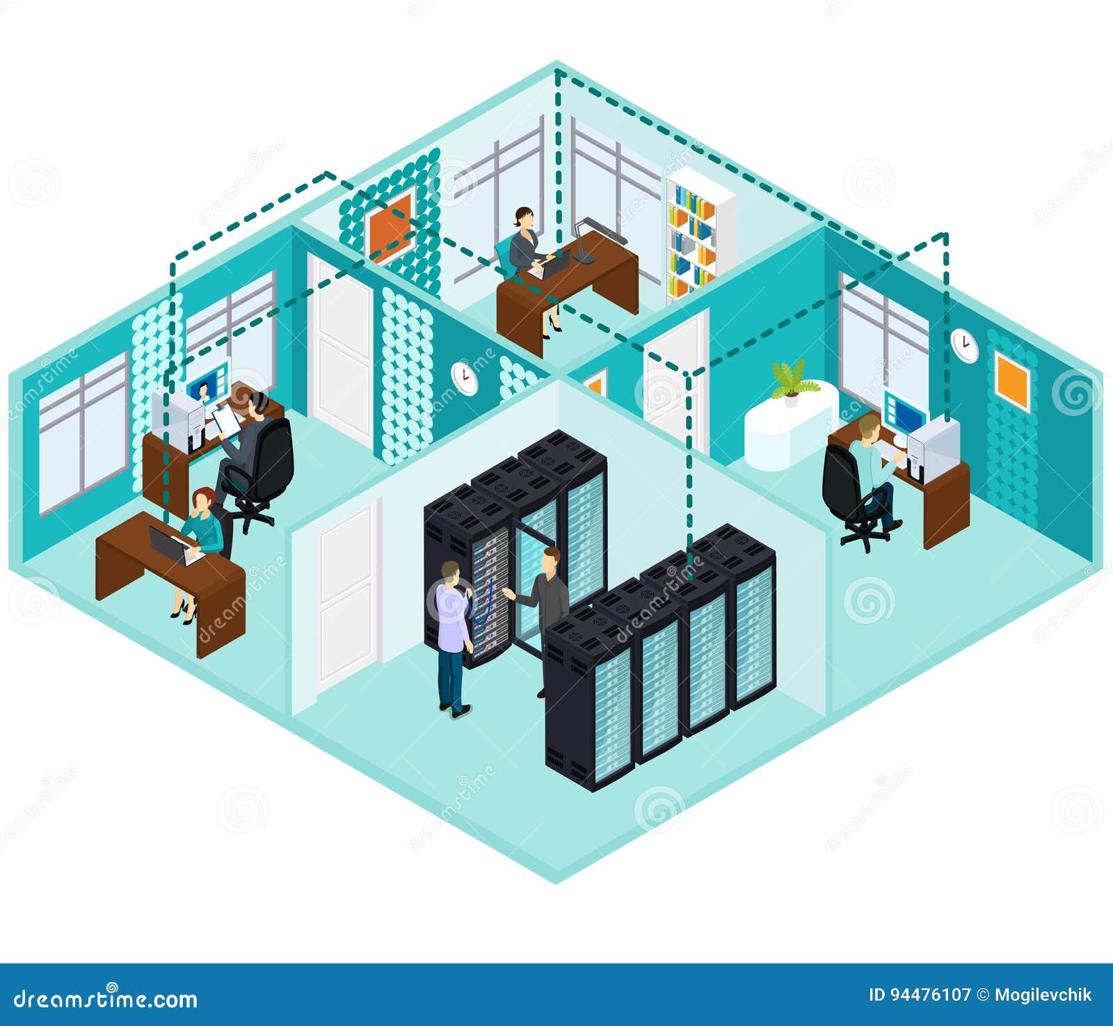 Isometric Datacenter Concept Stock Vector Illustration Of Icons
