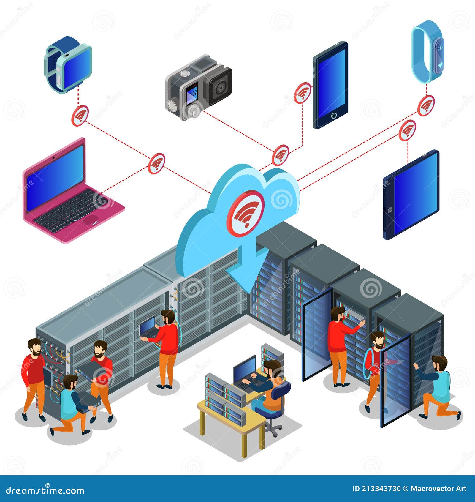 Isometric Datacenter Cloud Computing Storage Concept Banner. Site ...