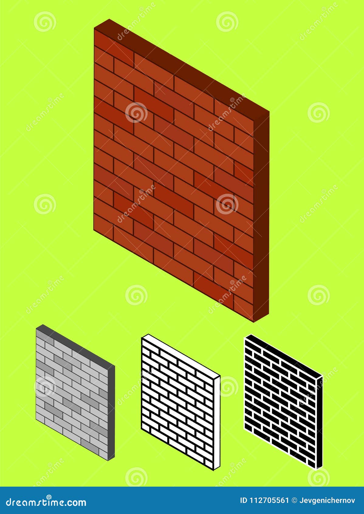 Isometric Decorative Brick Wall Stock Vector - Illustration of element ...