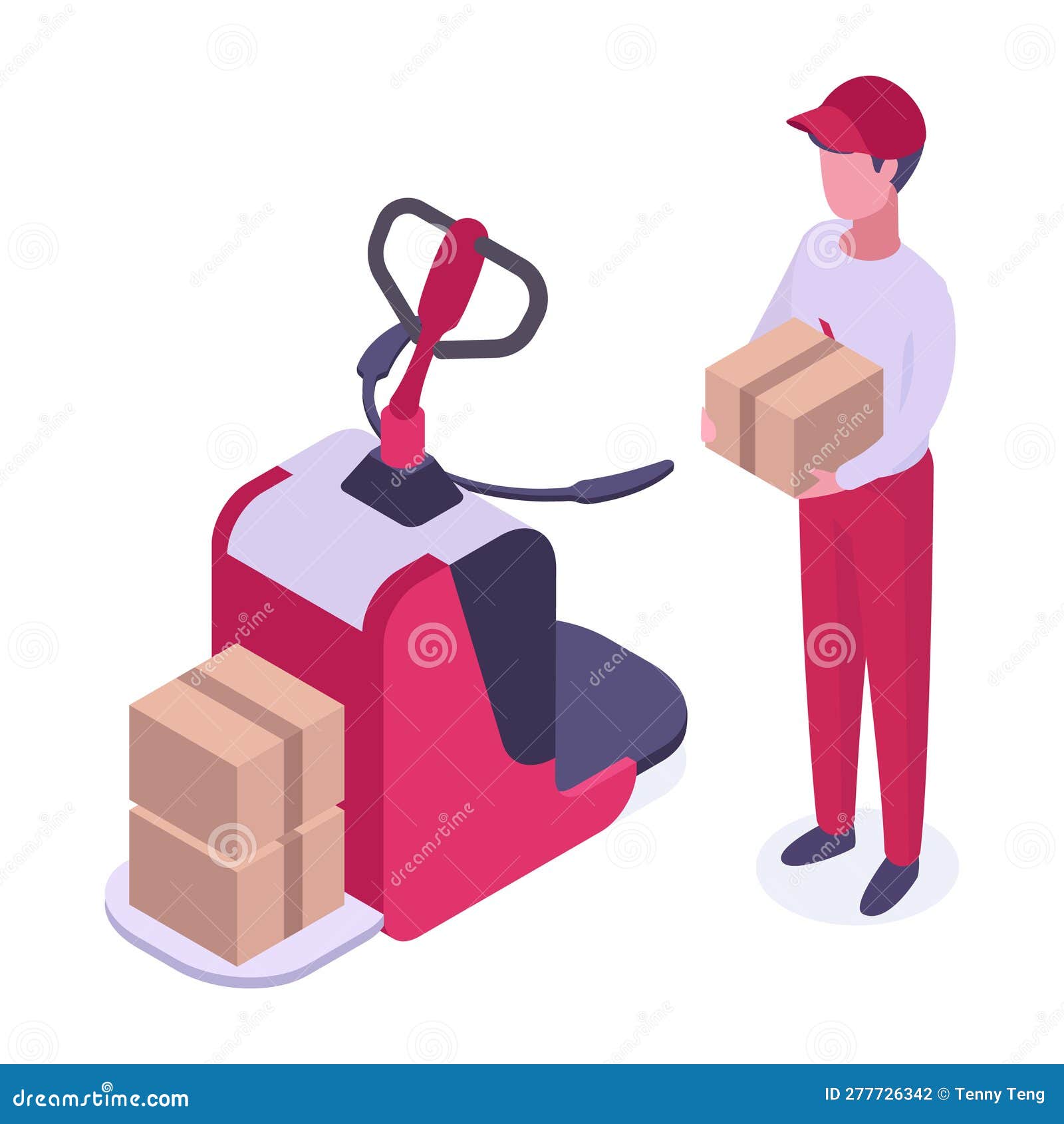 Isometric Delivery Service Worker. Logistic And Warehouse Worker With ...