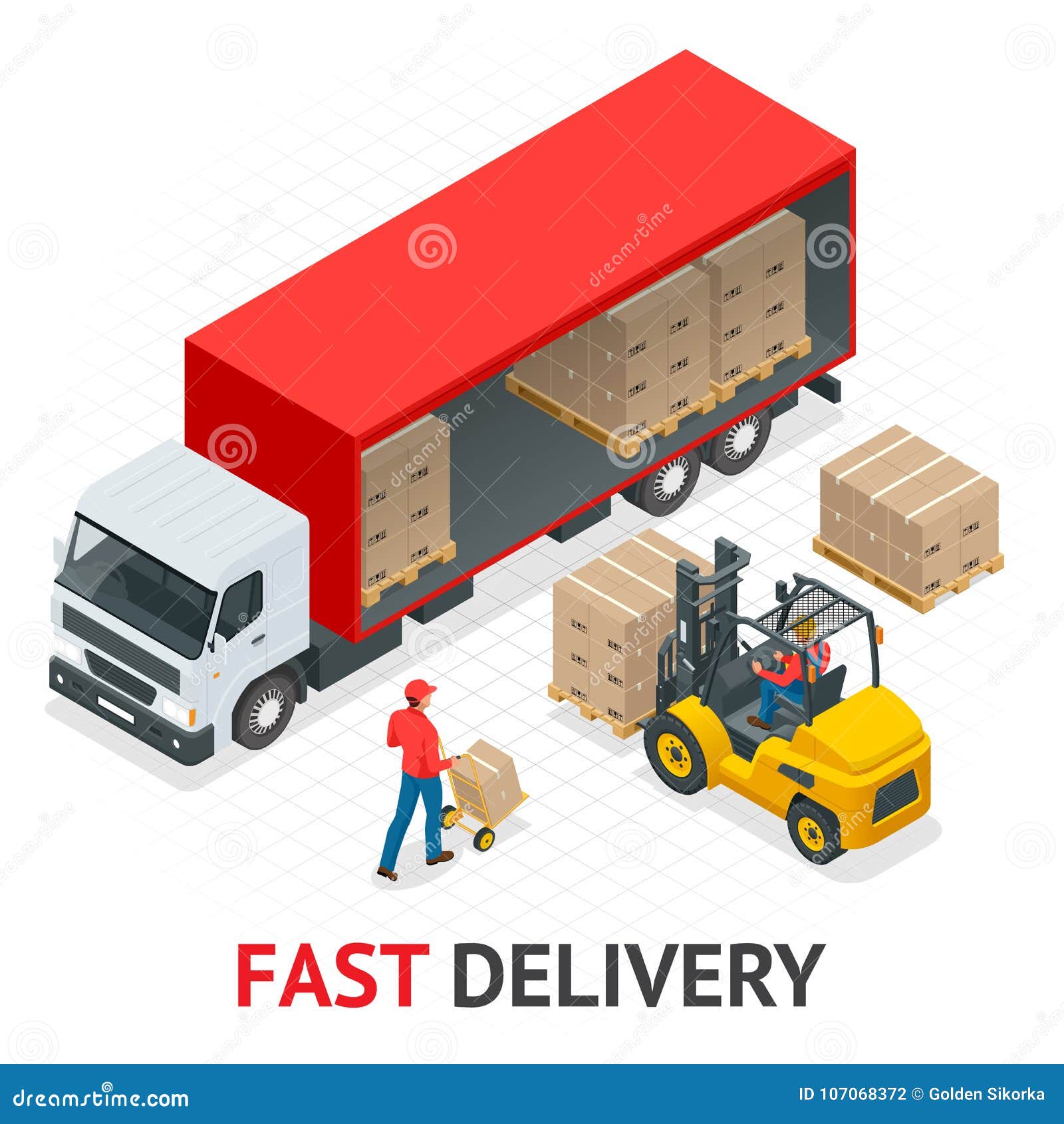 Isometric Delivery and Shipment Service. Fast and Free Stock Vector ...