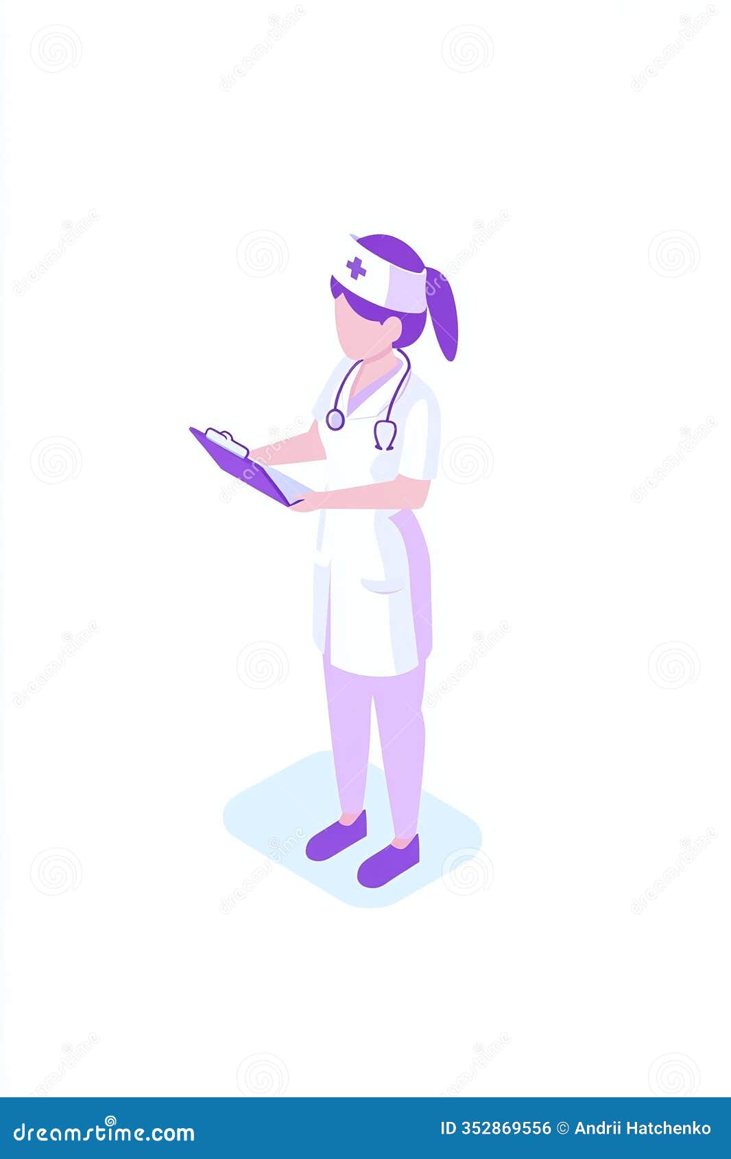 Isometric Depiction of a Nurse Taking Notes on a Clipboard. Stock ...