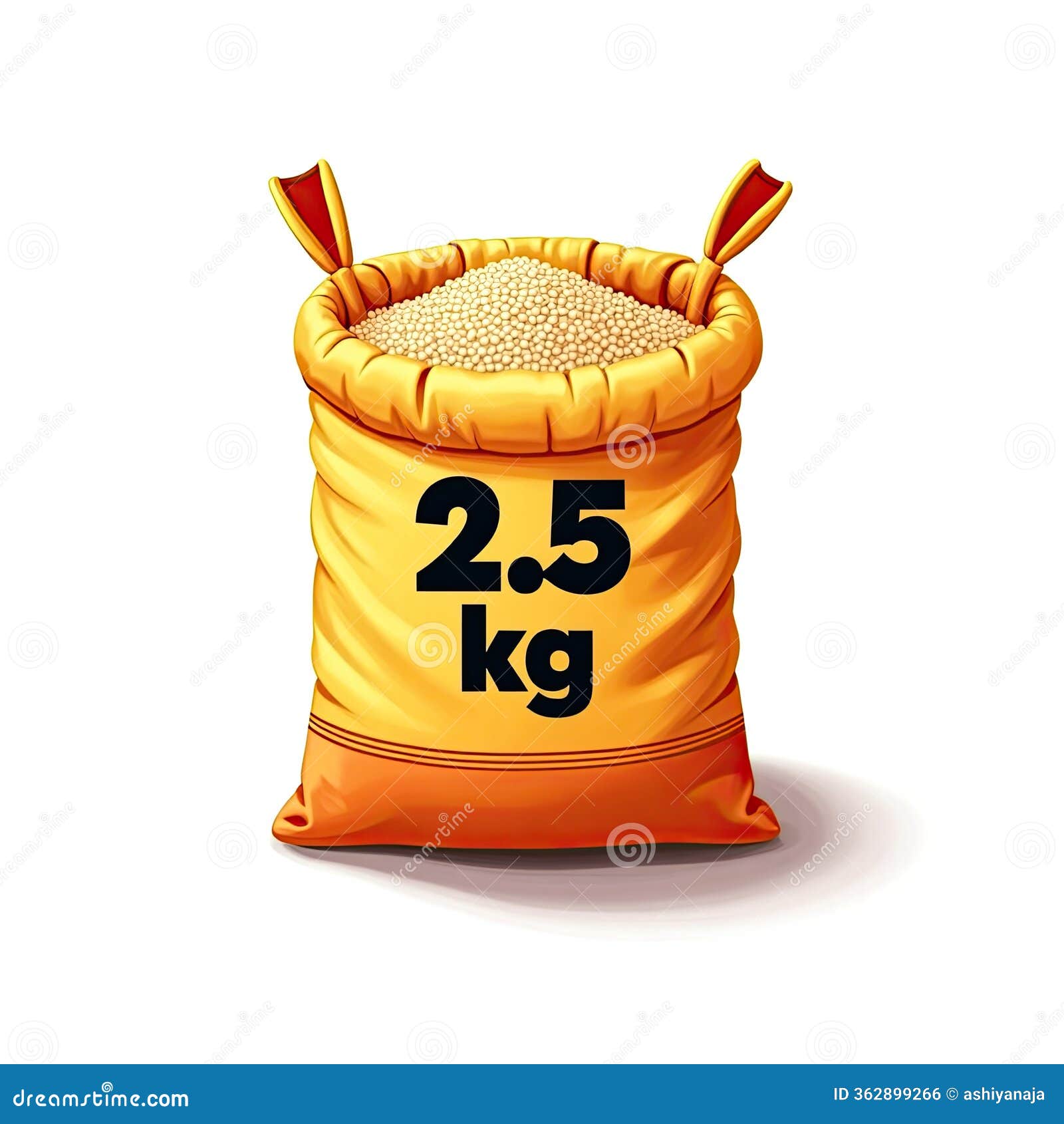 Isometric Depiction of Two Point Five Kilograms of White Rice Sack ...