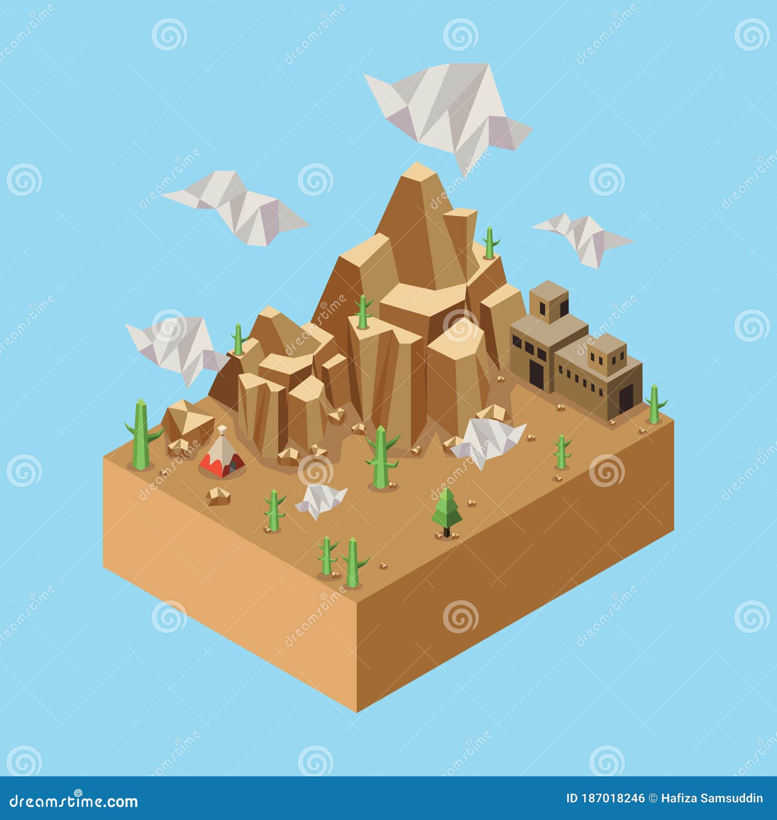 Isometric of Desert. Vector Illustration Decorative Design Stock ...