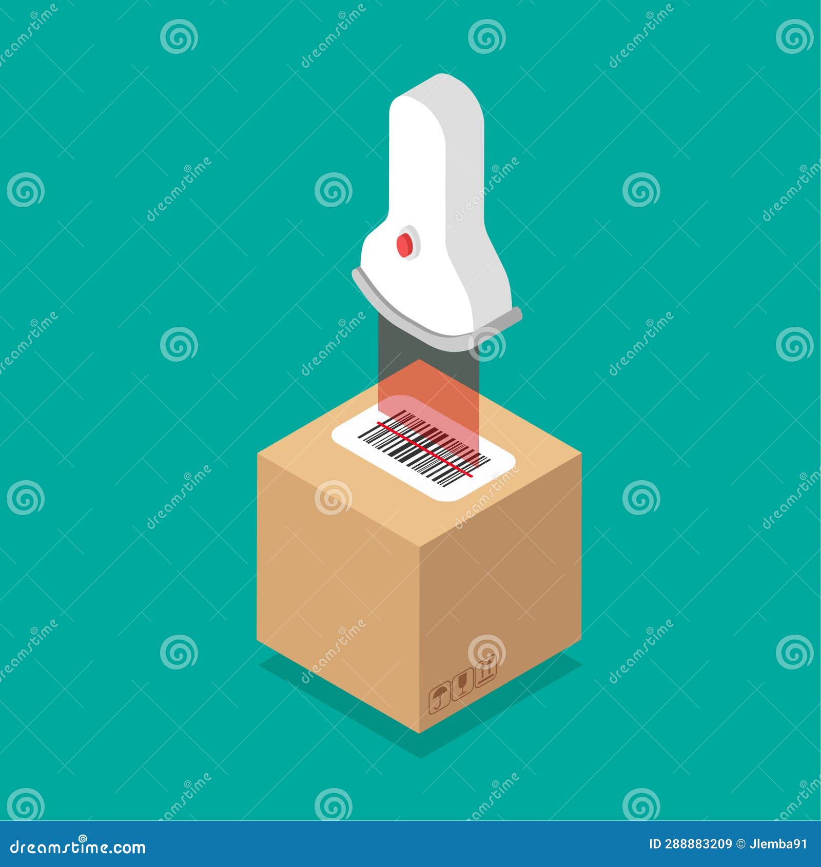 Scanning Label On Box With Barcode Scanner Icon Cartoon Vector ...