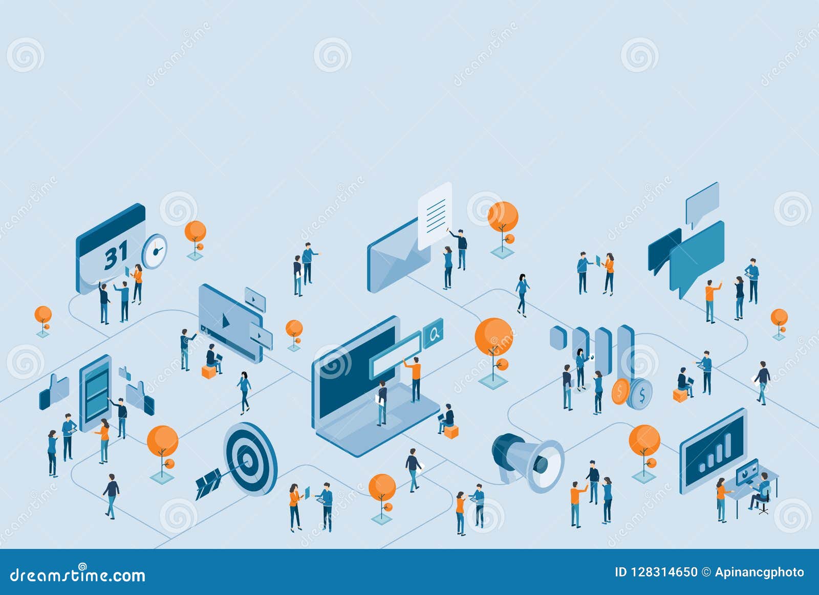 Isometric Design for Business Digital Marketing Online Connection Stock ... Isometric Design for Business Digital Marketing Online Connection Stock ...