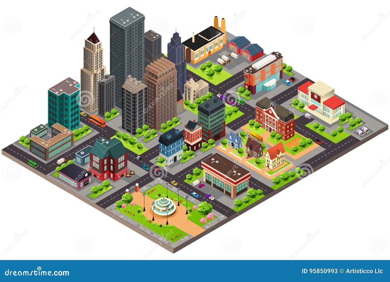 Isometric Design of City Streets and Buildings Stock Vector ... Isometric Design of City Streets and Buildings Stock Vector ...