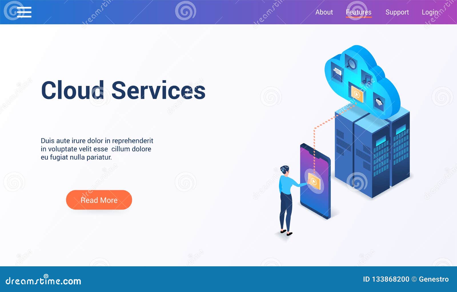 Cloud Services 3d Lp Template2 Stock Vector - Illustration of power ...