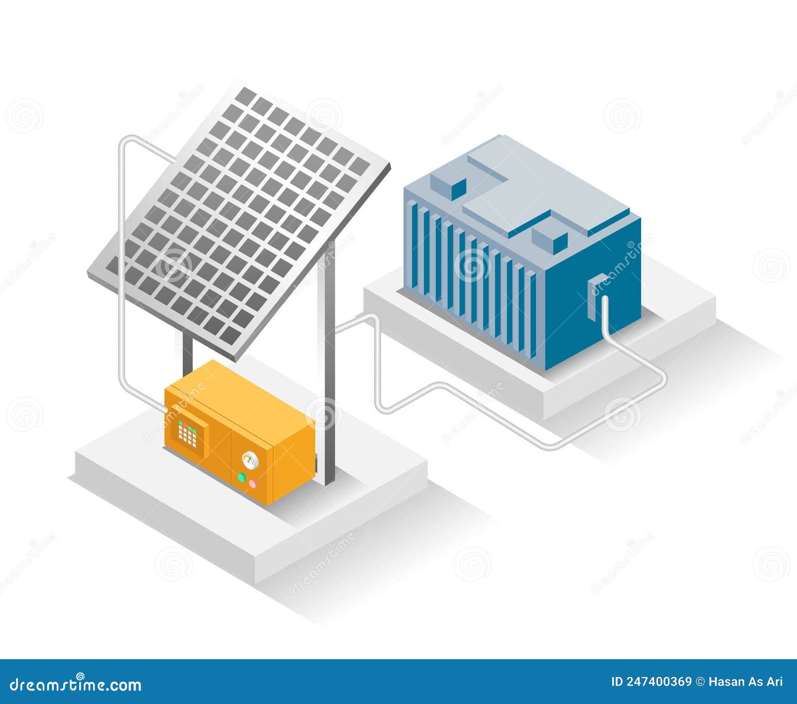 Isometric Design Concept Illustration. Solar Panel Energy Storage Stock ...