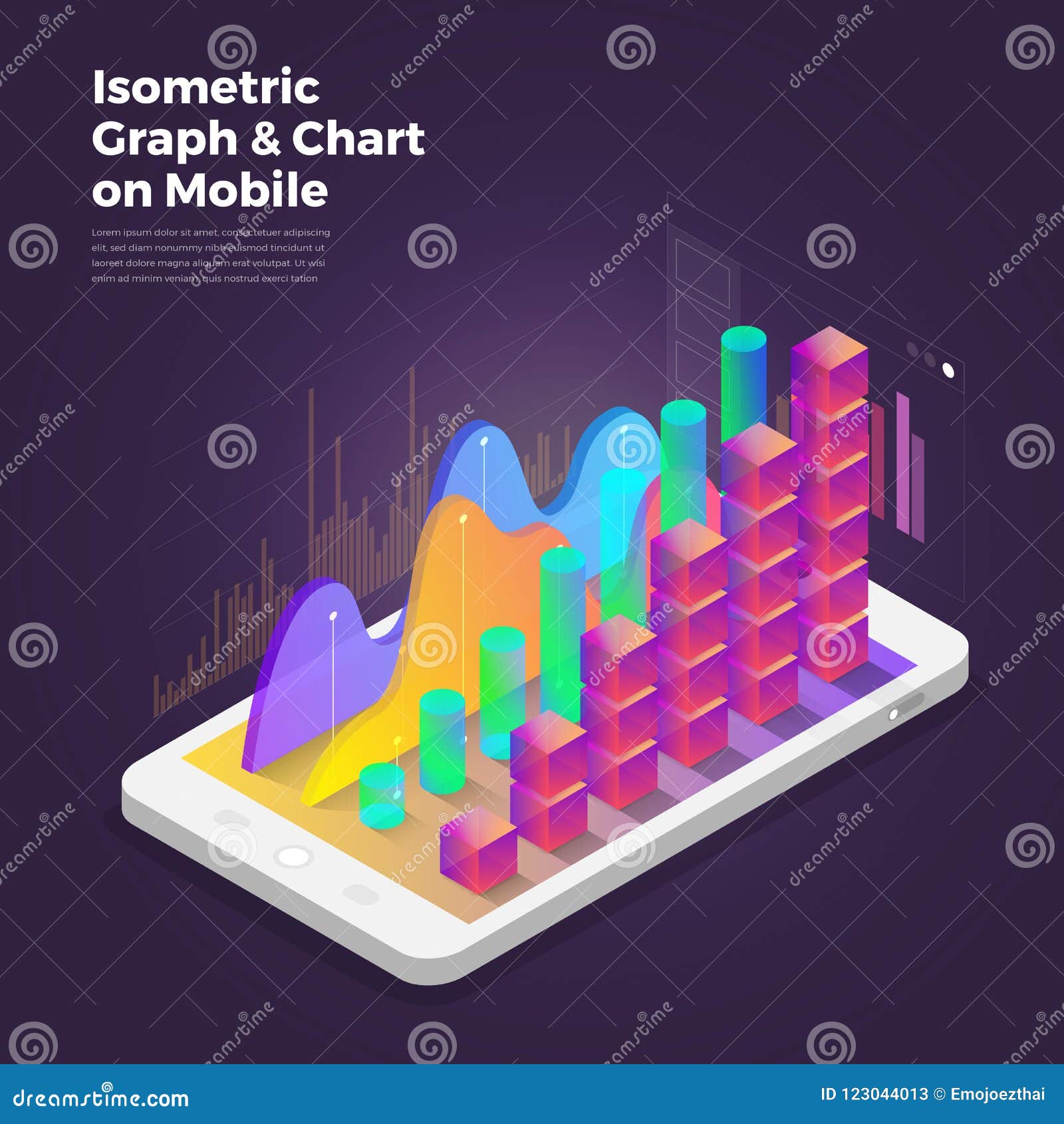Isometric Design Concept Mobile Application Analytics Tools. Vector ...