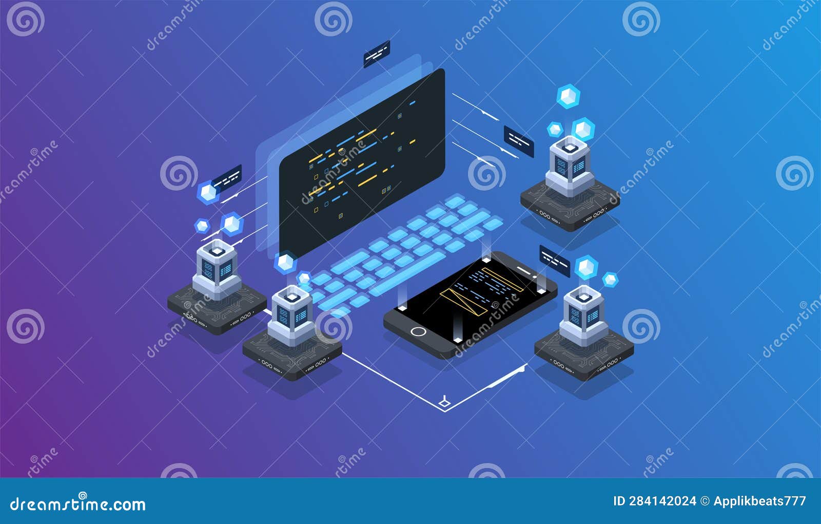 Isometric Design Concept Virtual Reality And Augmented Reality