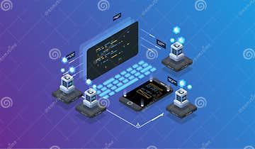Isometric Design Concept Virtual Reality and Augmented Reality. Software Development and ...