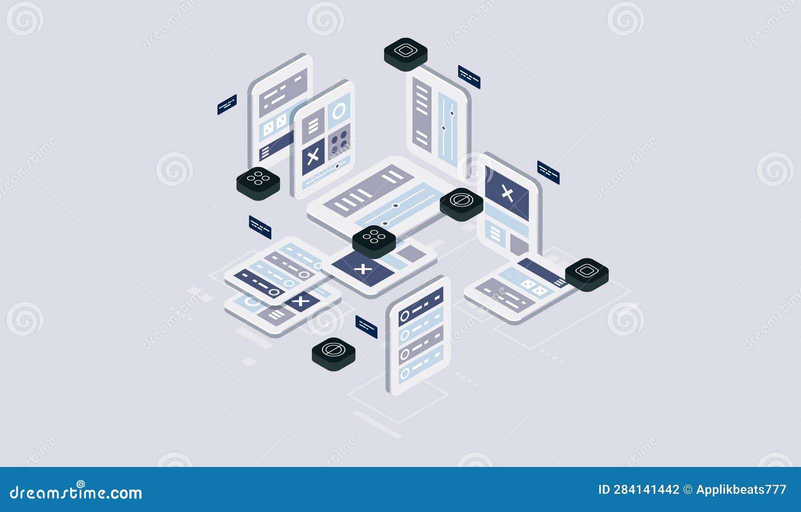 Isometric Design Concept Virtual Reality And Augmented Reality Software Development And