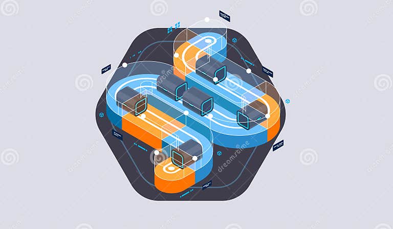 Isometric Design Concept Virtual Reality and Augmented Reality. Software Development and ...